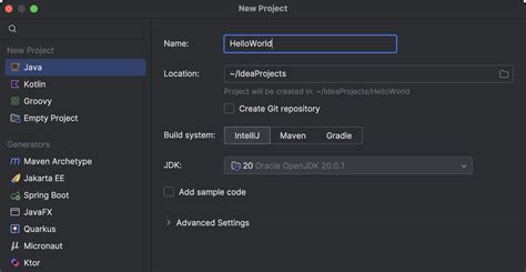 创建您的第一个 Java 应用程序 Intellij Idea 文档