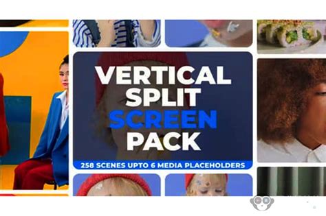 Ae模板 258个垂直竖屏动态画面拼贴视频分屏预设 Vertical Split Screen Pack 五分钱特效