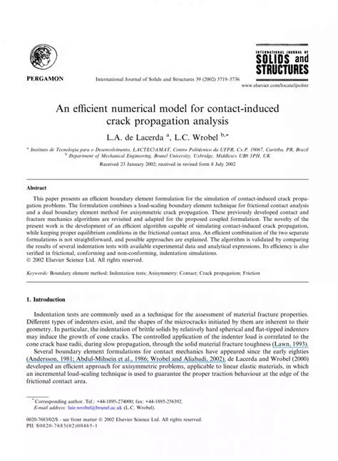 Pdf An Efficient Numerical Model For Contact Induced Crack Propagation Analysis Dokumen Tips