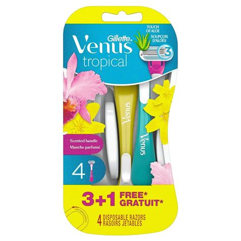 Gillette Venus Tropical Disposable Razors For Women 3 Count Designed