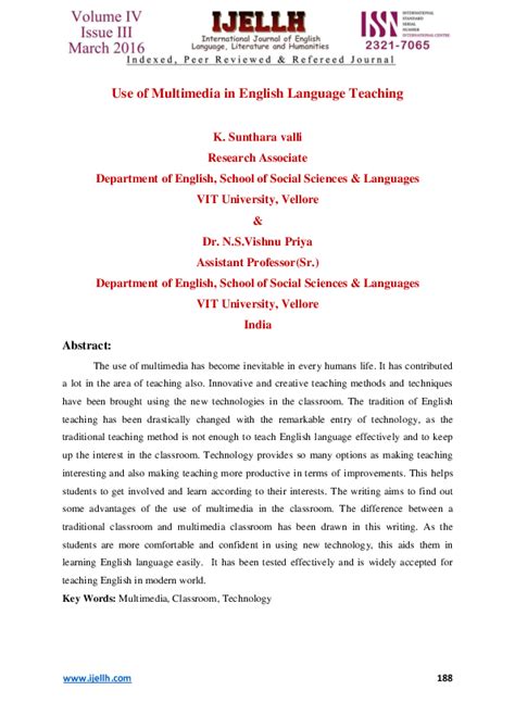 Pdf Use Of Multimedia In English Language Teaching