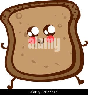 Cute Funny Happy Bread Toast Character Set Collection Vector Flat Line