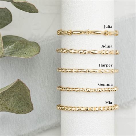 14k Solid Gold Stack Ring Plain Stacking Ring Dainty Layering Ring