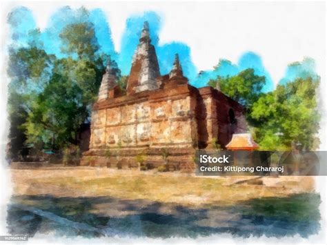 タイ北部の古代建築 水彩画風イラスト 印象派絵画 アジア大陸のベクターアート素材や画像を多数ご用意 アジア大陸 イラストレーション