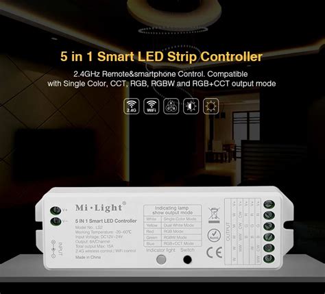 2.4G wireless control Mi.Light LS2 DC12V 24V 15A 5 in 1 Smart LED ...