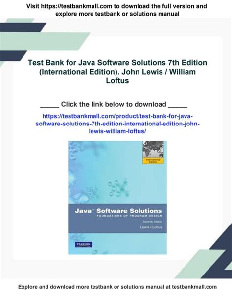 Test Bank For Java Software Solutions 7th Edition International Edition John Lewis William