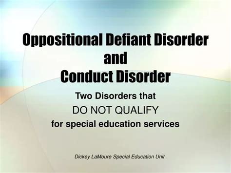 Ppt Oppositional Defiant Disorder And Conduct Disorder Powerpoint