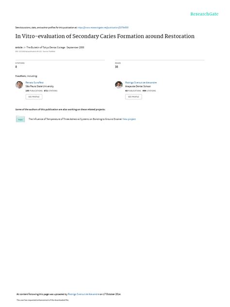 In Vitro Evaluation Of Secondary Caries Formation Around Restoration Pdf Dental Composite