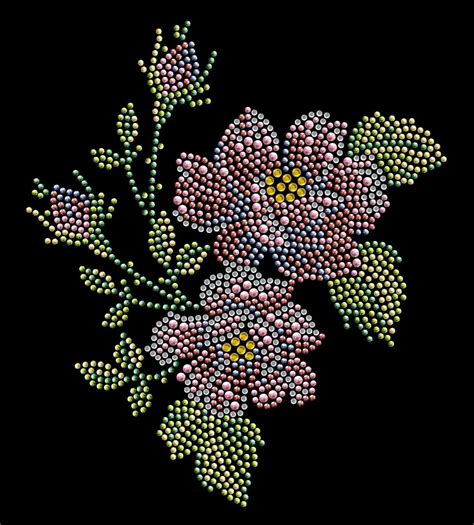 2pc Lot Flower Design Bling Hot Fix Rhinestone Motif Iron On Transfers
