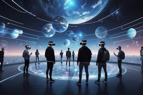 Premium Photo People Interacting In A Virtual Reality Universe