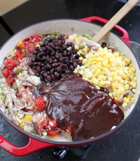 One Pan Bbq Pulled Pork And Rice Skillet Supper Cooking With Carlee