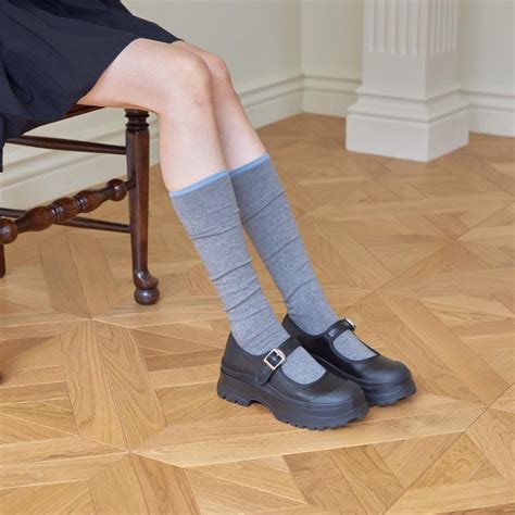 포멜카멜레 [포멜카멜레] Fjy1f1sw047z1 천연 소가죽 메리제인 청키 블랙 스니커즈 5cm