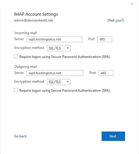 การตั้งค่า Email บน Outlook 2016 แบบ Imap Ssl คู่มือการใช้งาน Hostinglotus
