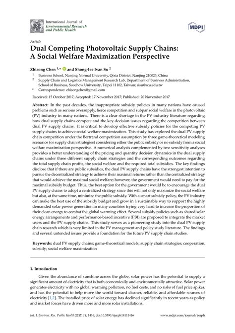 PDF Dual Competing Photovoltaic Supply Chains A Social Welfare