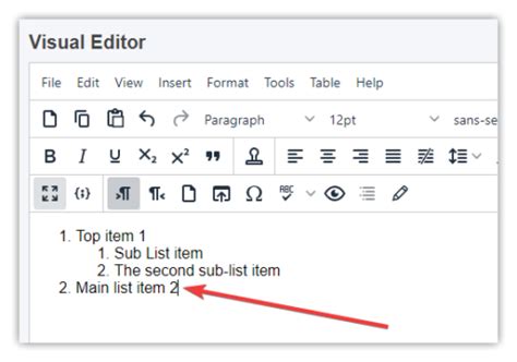 How To Create Sub Lists In The Visual Editor Word To HTML