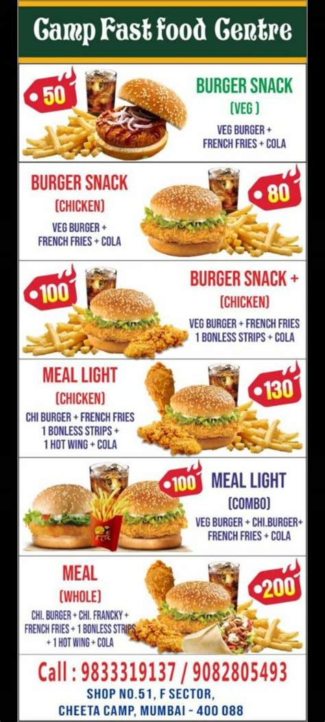 Menu At Cfc Mumbai