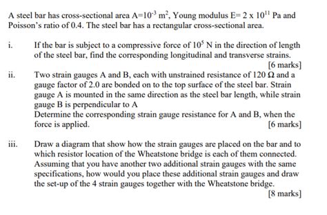 Solved A Steel Bar Has Cross Sectional Area A 10 3 M² Young