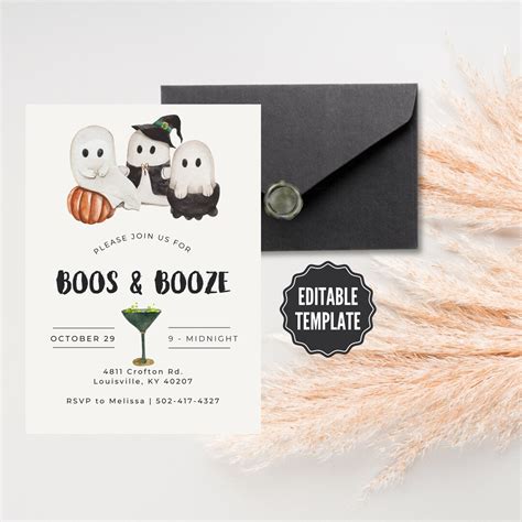 Boos Booze Halloween Party Invite Boo Bash Halloween Party