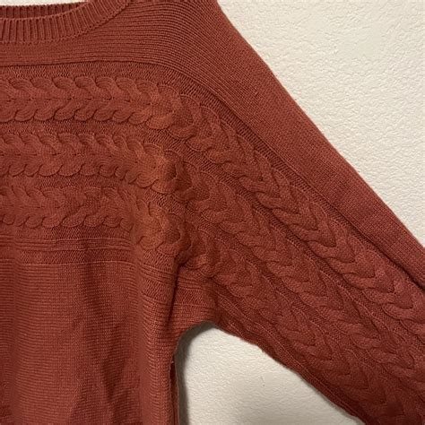 Burnt Orange Cable Knit Sweater Very Thick Material Depop