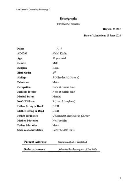 Councelling Psychology Case Reort Final Version Cc Pdf