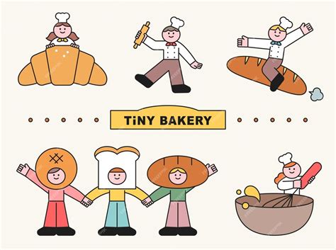 Premium Vector Bread And Cute Baker Characters Its Riding On A Huge Loaf Of Bread He Has A