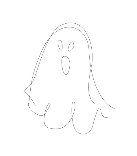 Ghost One Line Illustration Single Line Deco For Halloween Party
