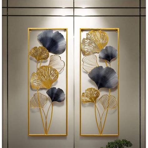 Jual Megah Furniture WallDecor Hiasan Dinding Frame Metal Gold Daun Leaf Ginko WALL Decor