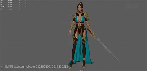 阿莱西亚女战士 女剑士 圣骑士卡通角色模型下载 摩尔网cgmol