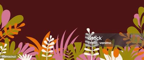 텍스트에 대한 복사 공간이 있는 벡터 수평 추상 배경 식물과 나뭇잎이 있는 추상 표지 헤더 밝고 생생한 배너 포스터 그래픽 디자인 템플릿 히피족과 그루비한 여름 포스터 0