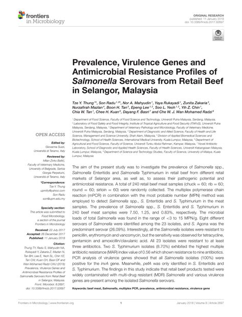 Pdf Prevalence Virulence Genes And Antimicrobial Resistance Profiles