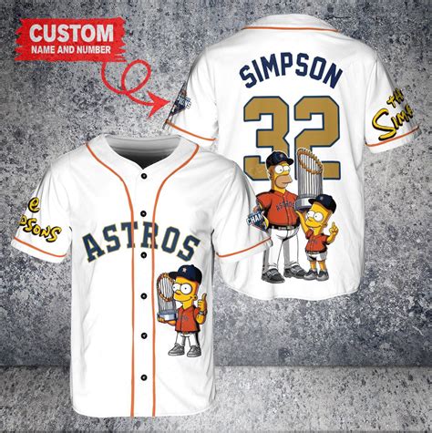 Houston Astros X The Simpsons Bart Simpson Homer Simpson Lisa Simpson With Trophy Custom
