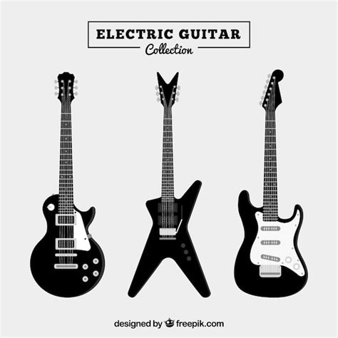 Premium Vector Set Of Three Black Electric Guitars