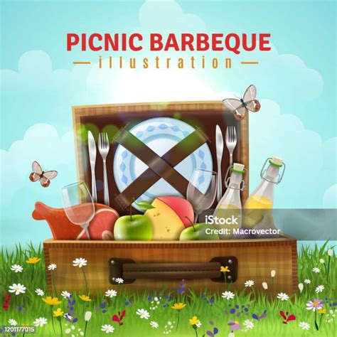 피크닉 바베큐 일러스트 과일에 대한 스톡 벡터 아트 및 기타 이미지 과일 채소 여행 가방 Istock