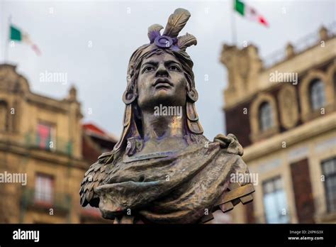 Statue Of Cuauhtémoc Tlatoani Mexica In Nahuatl Cuāuhtemōc Means The