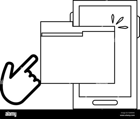 Smartphone With Folder And Click Cursor Hand Vector Illustration Graphic Design Stock Vector