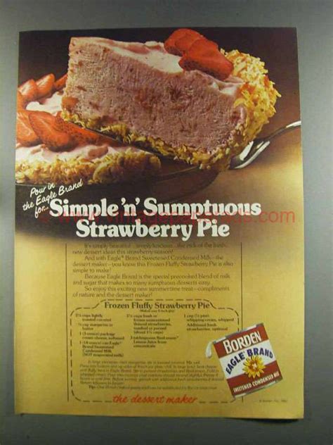 1982 Borden Eagle Condensed Milk Ad Strawberry Pie Dr0706