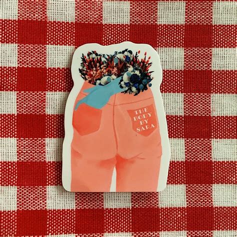 Pink Denim Booty Sticker” 2” X 2” Stickers For Depop