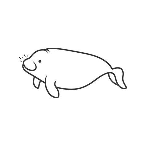 Line Drawing Of A Dugong Swimming In The Ocean Premium Ai Generated