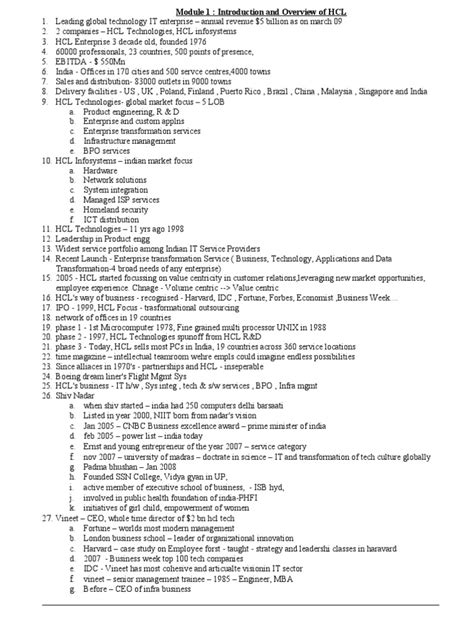 Hcl Scholar Summary Pdf Oracle Corporation Strategic Management