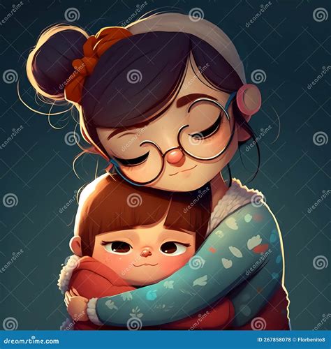 Generative Ai Mom Hugging Her Daughter Mother`s Day Stock Illustration Illustration Of
