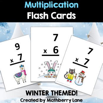 Multiplication Flash Cards Fluency Facts Practice Winter Theme