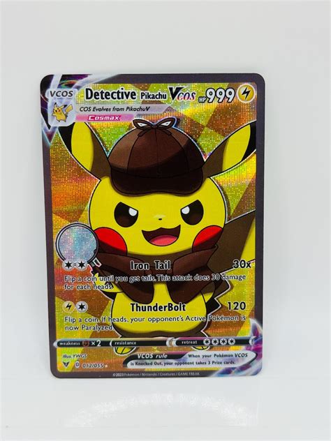 Mint Pokemon Pikachu Anime Cosplay Detective Diy Kawaii Holo Card Etsy