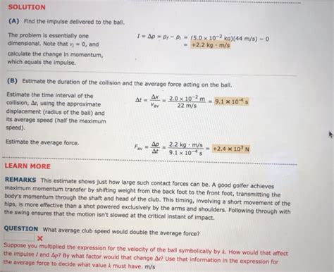 Example 6 1 Teeing Off Goal Use The Impulse Momentum