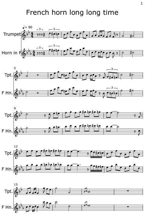 French Horn Long Long Time Sheet Music For Trumpet Horn In F