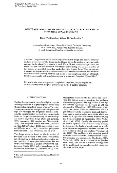 Pdf Accuracy Analysis Of Digital Control Systems With Two Time Scale