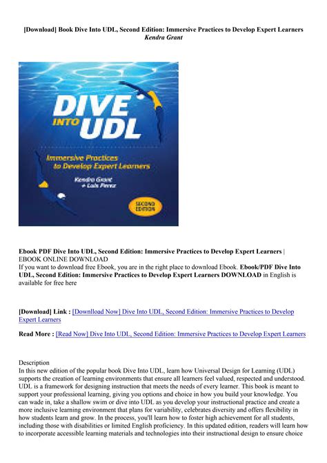 Download Pdf Epub Dive Into Udl Second Edition Immersive Practices