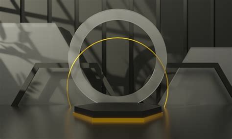 제품 발표를 위한 황금 색깔 혼합을 가진 호화스러운 까만 연단3d 삽화를 렌더링하기 0명에 대한 스톡 사진 및 기타 이미지 0명 3차원 형태 강단 Istock