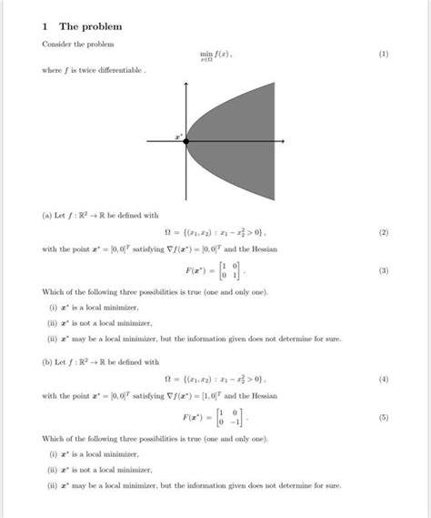 solved 1 the problem consider the problem min f x 1 en