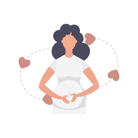 Premium Vector Pregnant Girl Lovingly Holds Her Lower Belly Isolated