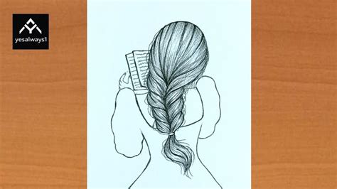 How To Draw A Girl Backside Braid Hairstyle Step By Step Pencil Sketch